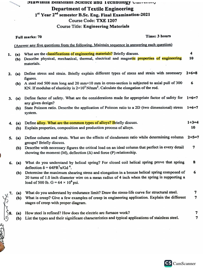 Engi Matarial | PDF | Creep (Deformation) | Stress (Mechanics)