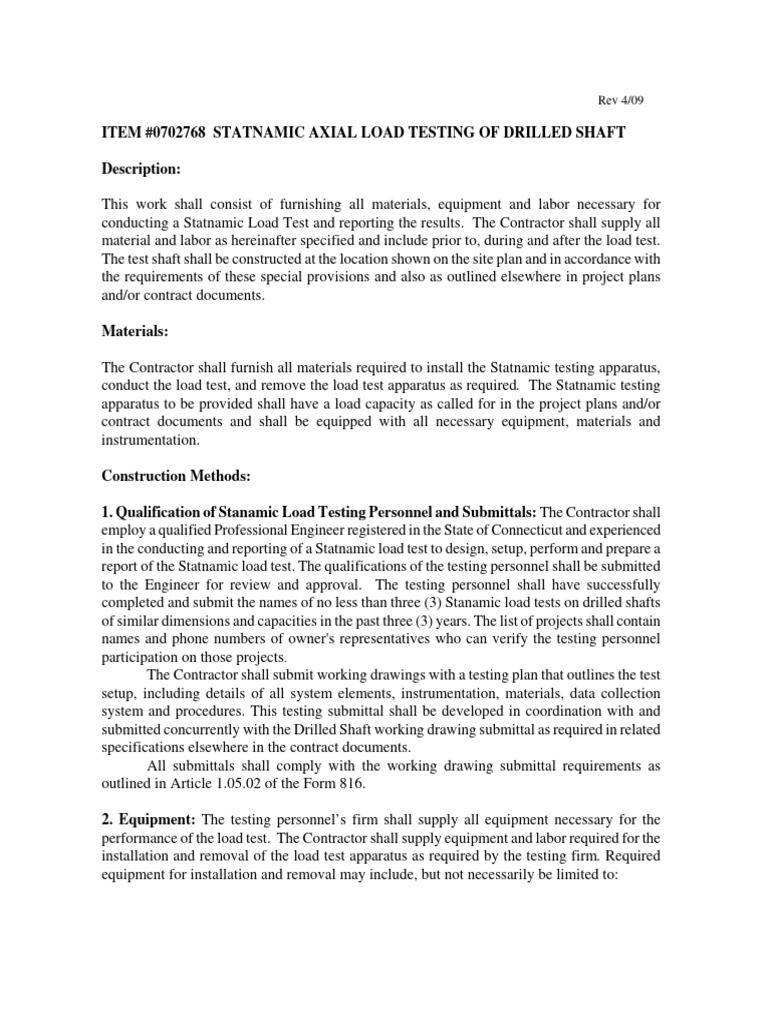 Statnamic Load Testing for Drilled Shafts | PDF | Science & Mathematics ...