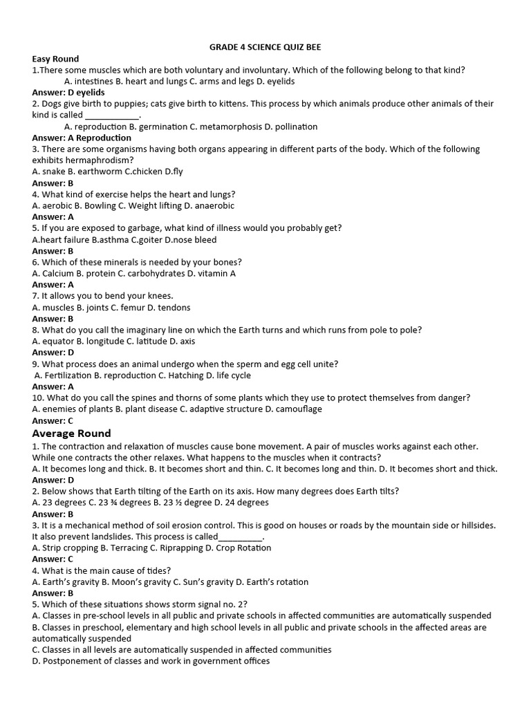 Quiz Bee | Download Free PDF | Water | Atmosphere Of Earth