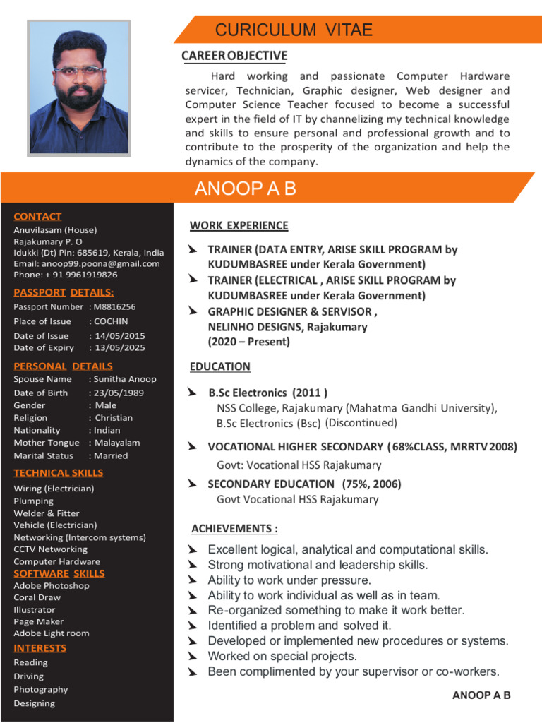 Anoop (CV) | PDF | Computing