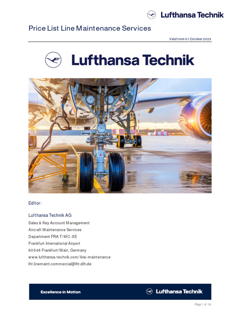 Pricelist Lufthansa Technik Stations 2023 Valid 01.10.23 | PDF | Aviation | Transport