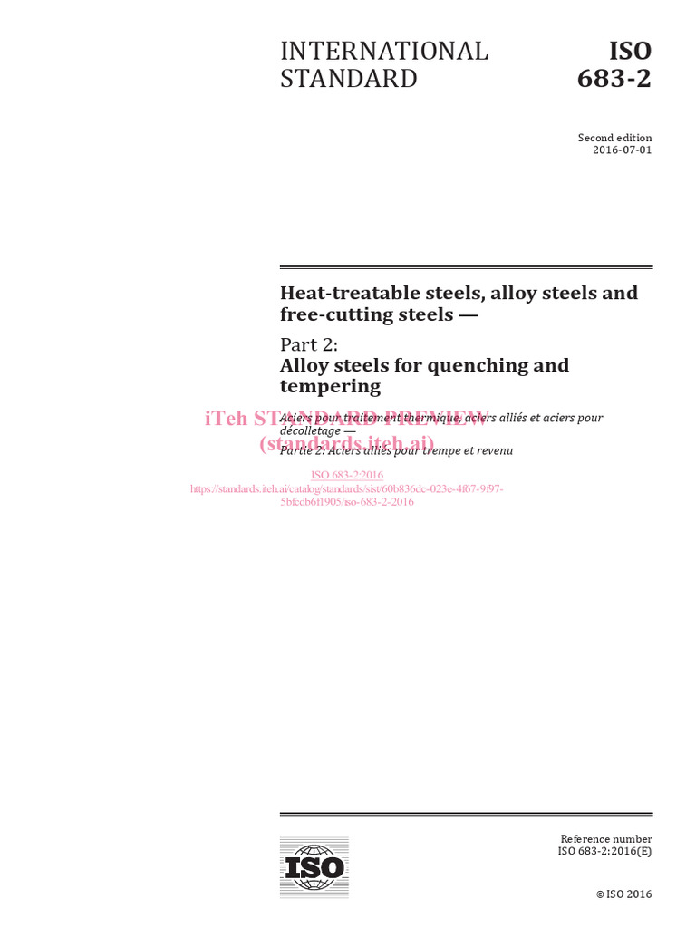 Iso 683 2 2016 | Download Free PDF | Heat Treating | Steel