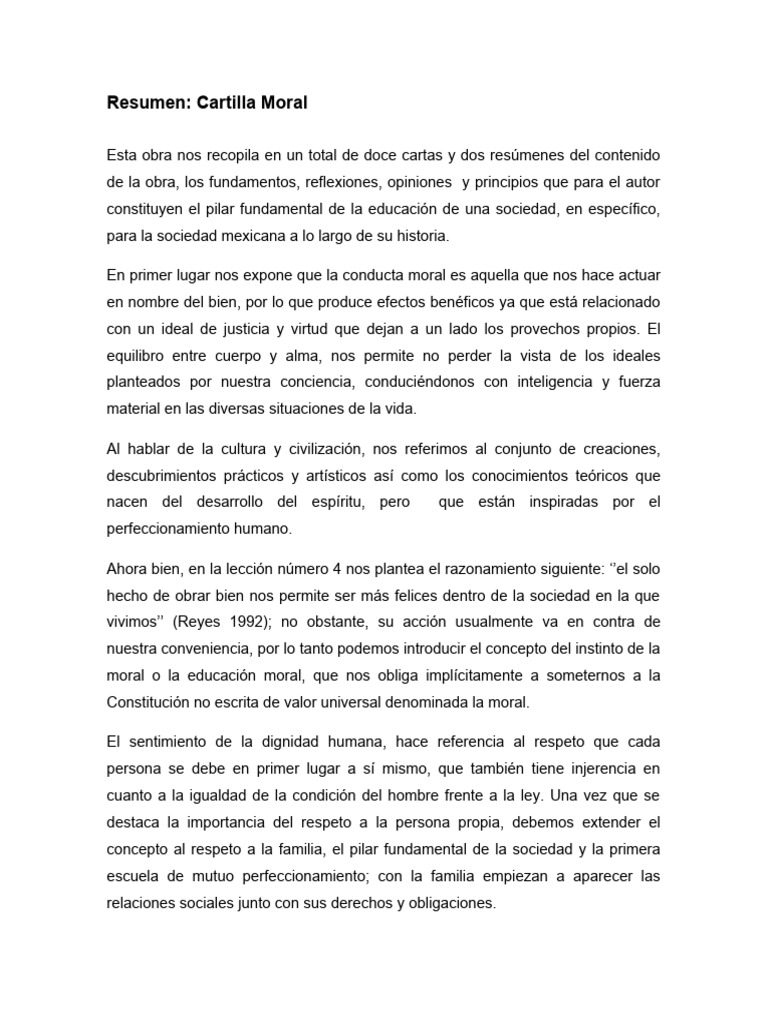 Fundamentos de la Cartilla Moral Mexicana | PDF | Moralidad | Sociedad