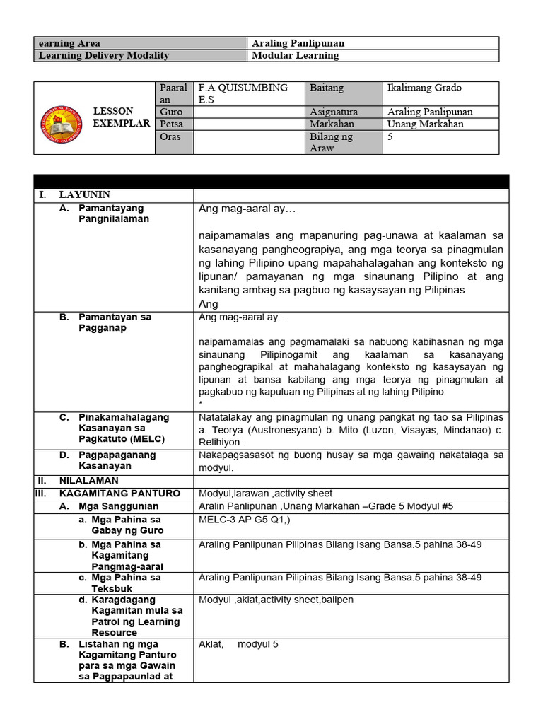 Ap 5 Q1 Melc-3 | PDF