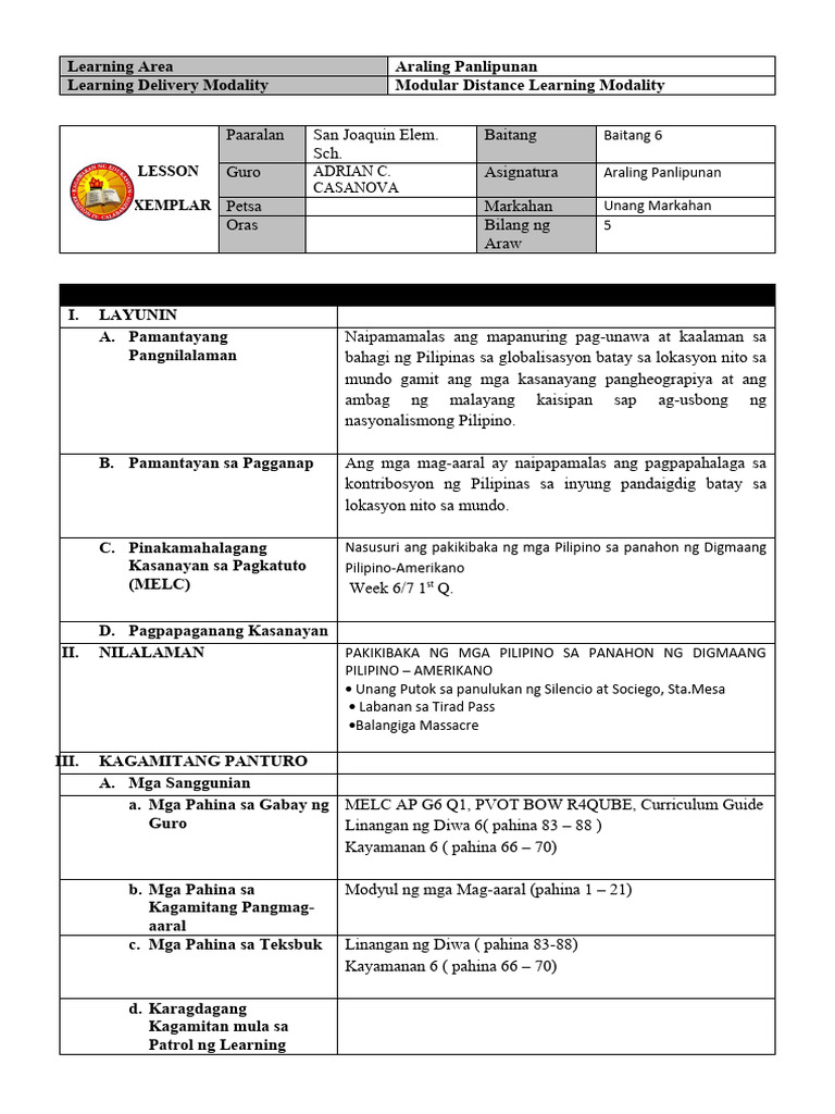 AP 6 Q1 MELC 6 Adrian C. Casanova | PDF