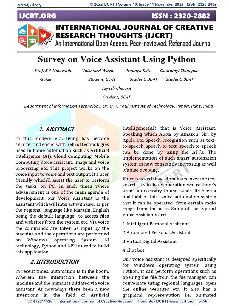Python Voice Assistant Survey | PDF | Amazon Echo | Application Software