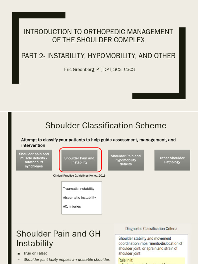 Shoulder (Instability and Hypomobility) | PDF | Shoulder ...