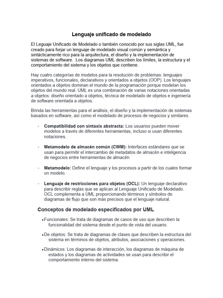 Lenguaje Unificado de Modelado | PDF | Lenguaje de modelado unificado | Lenguaje de programación