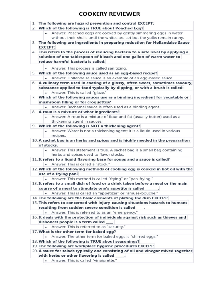 Cookery Reviewer Finals | PDF | Sauce | Cooking