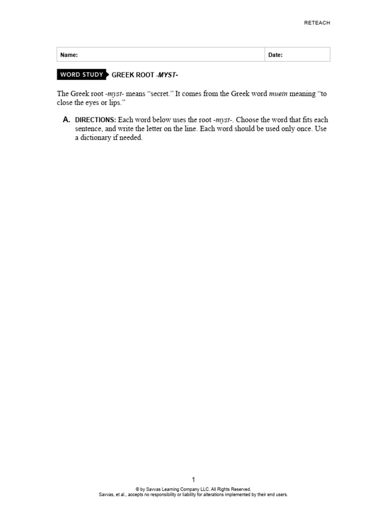 Understanding Greek Root -MYST- | PDF | Part Of Speech | Morphology