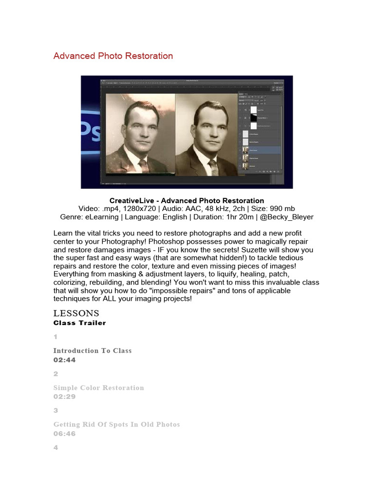 Advanced Photo Restoration Techniques | PDF