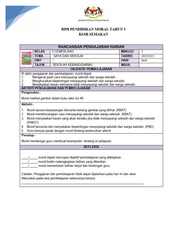RPH PM THN 3 NEW (Unit 7) | PDF | Karier & Perkembangan