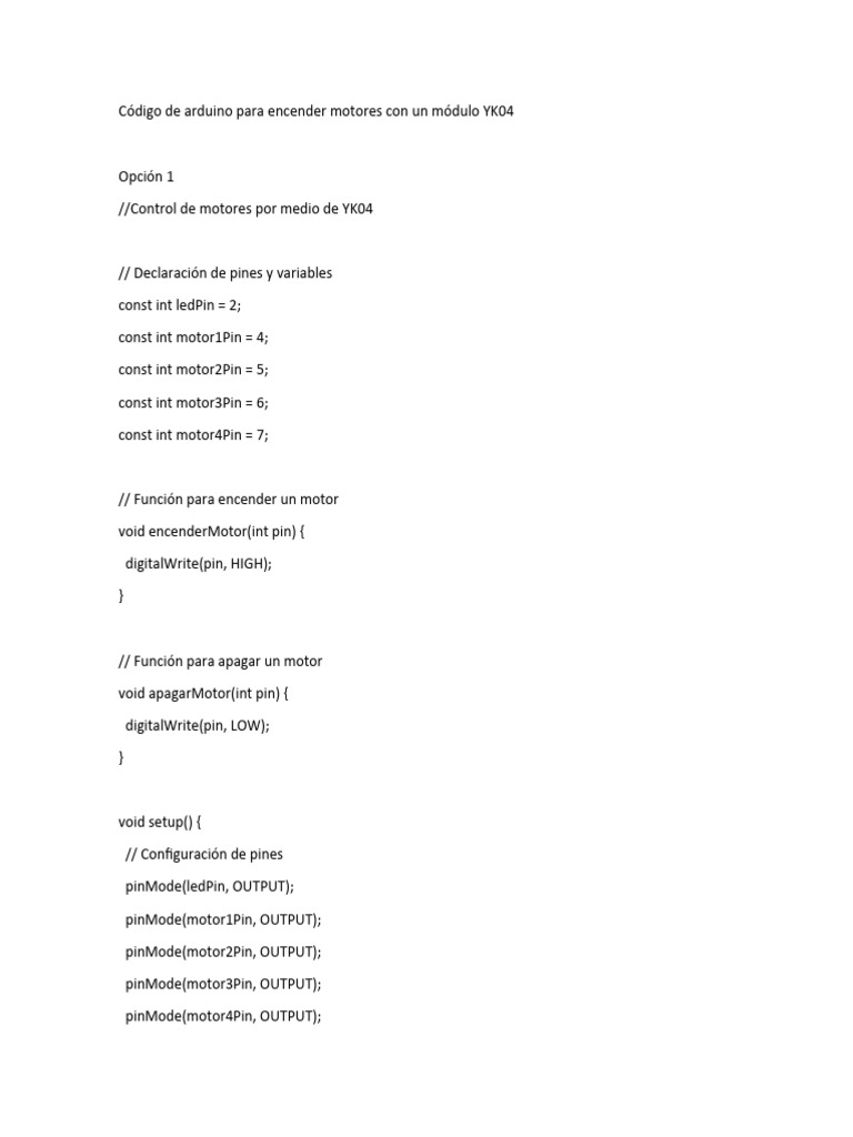 Control de Motores con YK04 y Arduino | PDF | Programación de ...