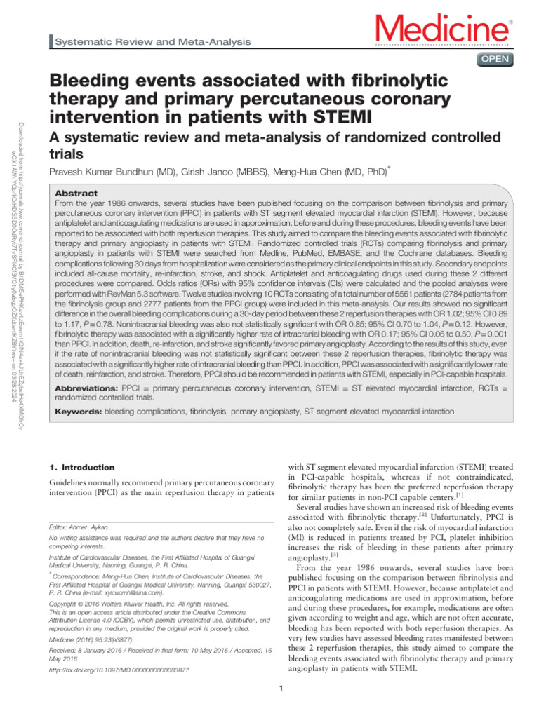 Bleeding Events Associated With Fibrinolytic.39 | PDF | Myocardial ...