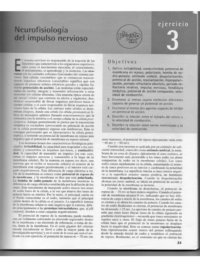 Libro de Ejercicios Physio Ex 6.0 Cap 3 | PDF