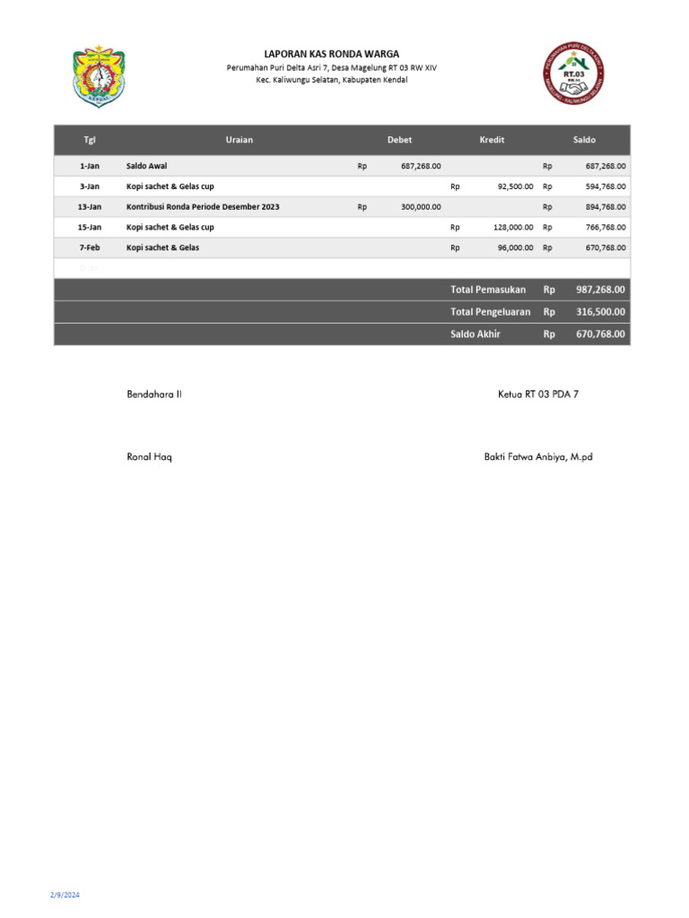 Rekap Kas & Absen RT3 | PDF