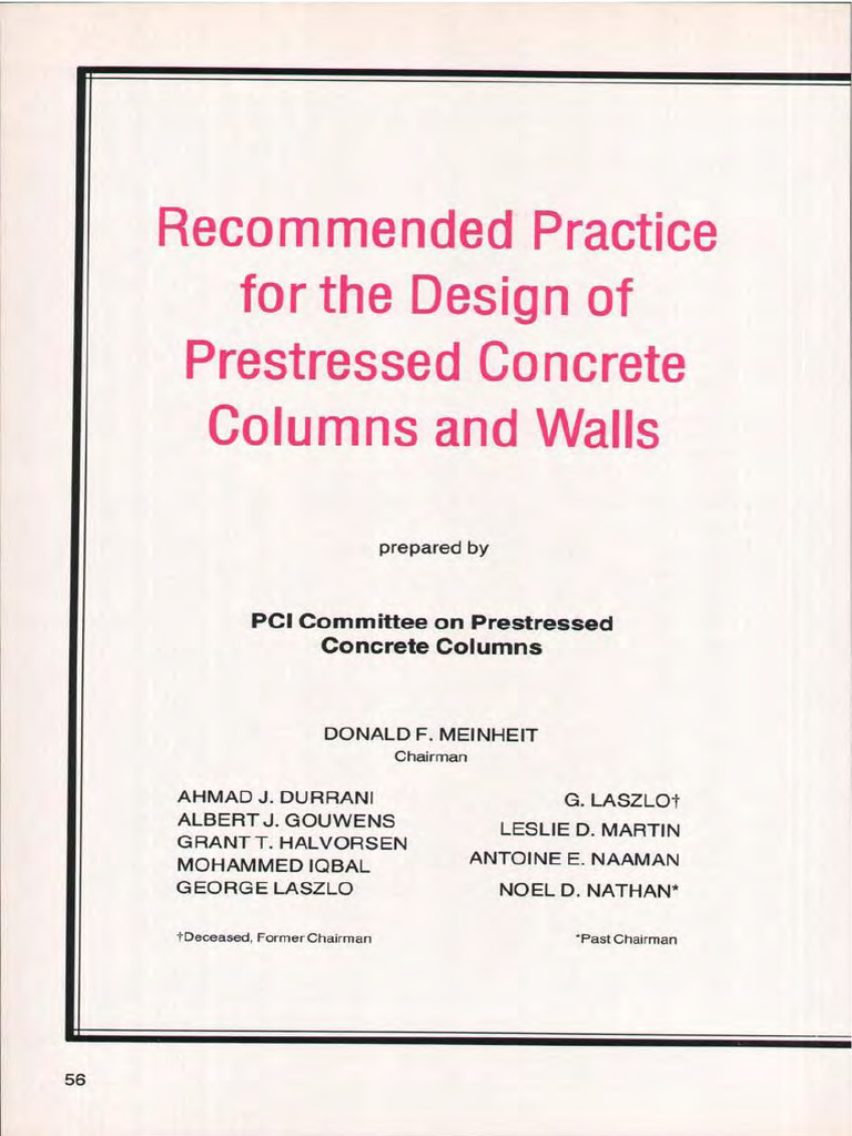 Recommended Practice for the Design of Prestressed Concrete Columns and Walls (Part 1) | PDF ...