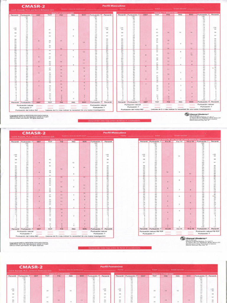 Perfiles CMAS-R-2 | PDF