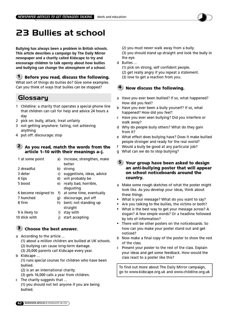 Agree-Disagree Bullying Discussion | PDF | Bullying