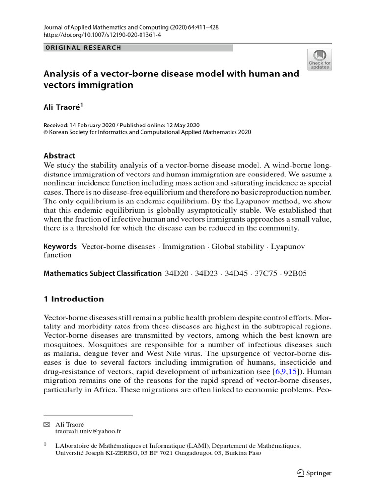 Analysis of A Vector-Borne Disease Model With Human and | PDF ...