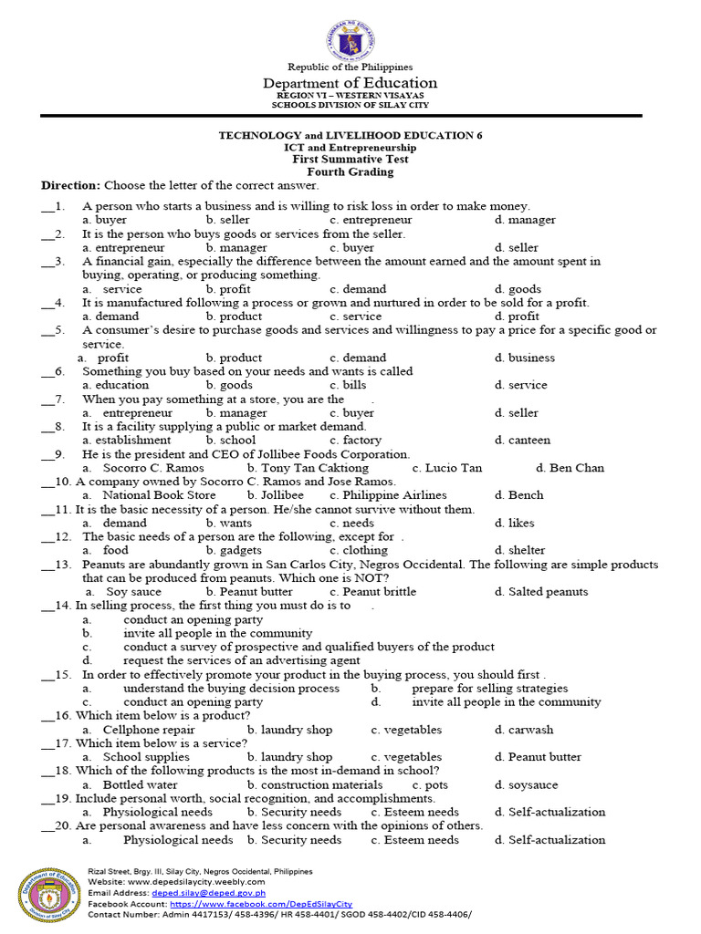 Editedtle6 Ict - Entrep Q4 ST1 | PDF | Demand | Entrepreneurship