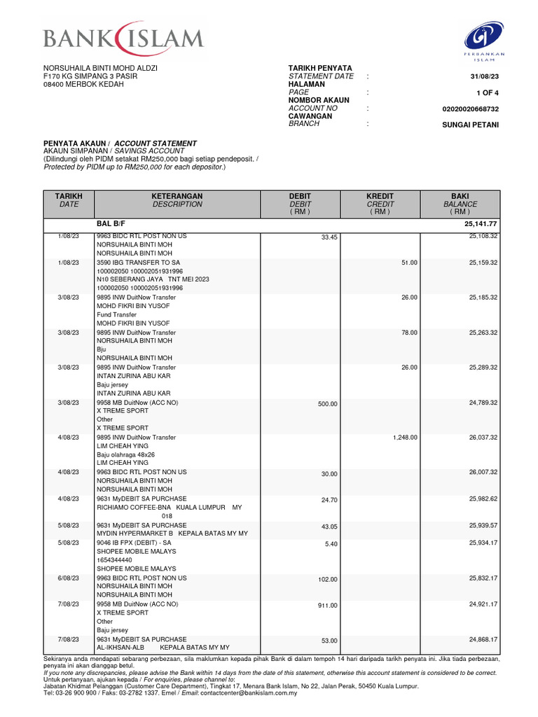 Estatement-202308 20240229153753 | PDF | Money | Financial Economics