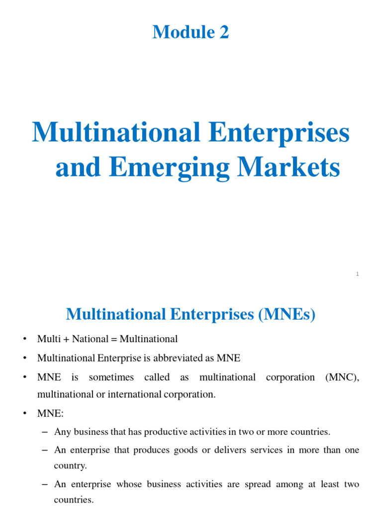 MNEs in Emerging Markets: Strategies & Risks | PDF | Multinational ...