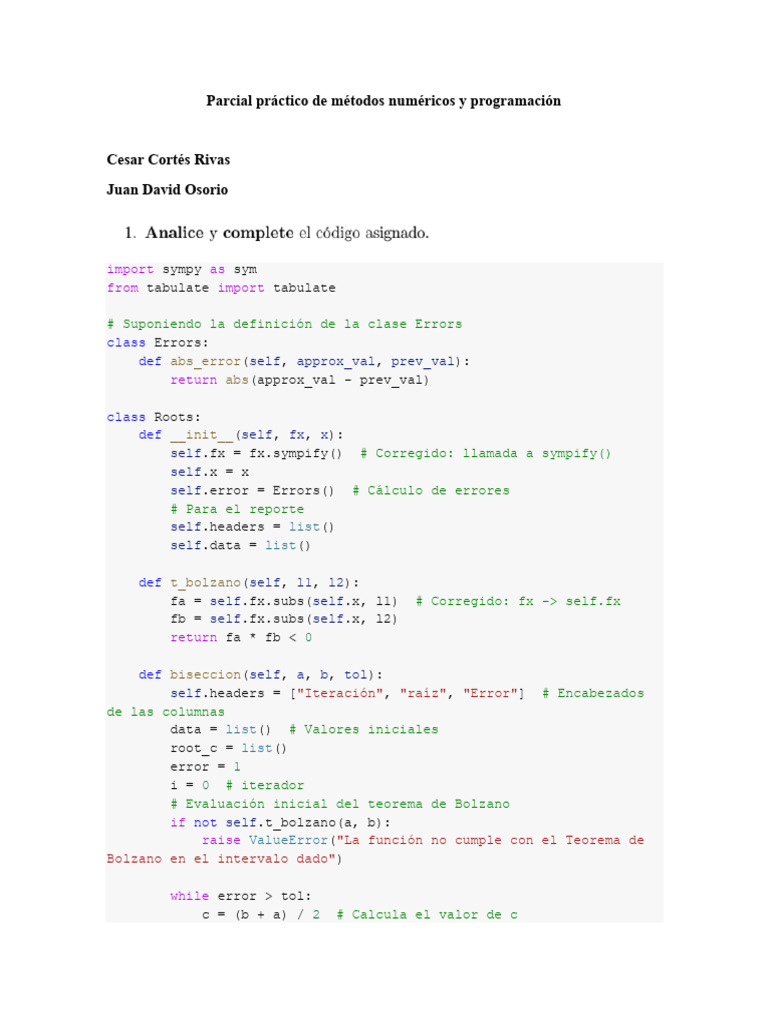 Métodos Numéricos para Raíces | PDF | Análisis numérico | Algoritmos