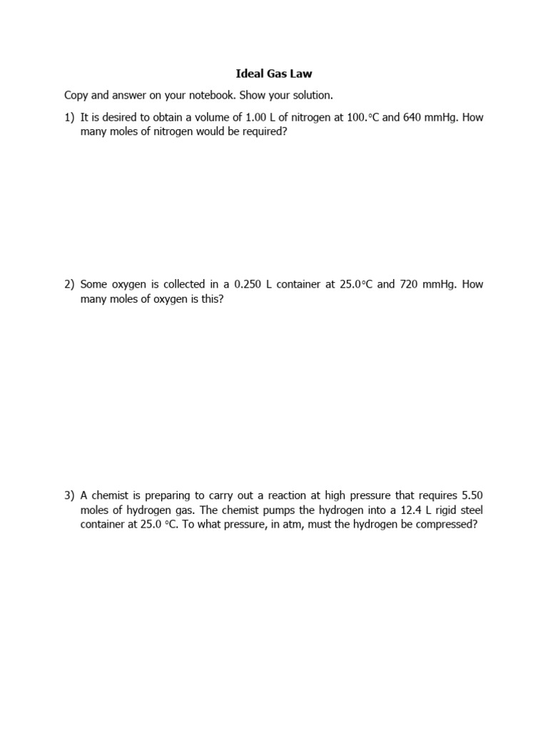 Ideal Gas Law Calculations Guide | PDF | Science & Mathematics ...