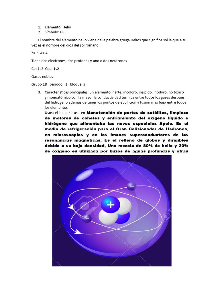 Helio: Características y Usos del Elemento | PDF