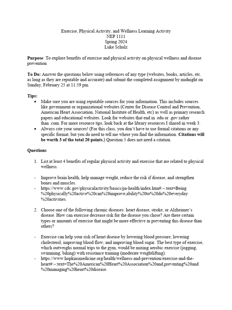 Exercise and Wellness - SP24 | PDF | Aerobic Exercise | Strength Training