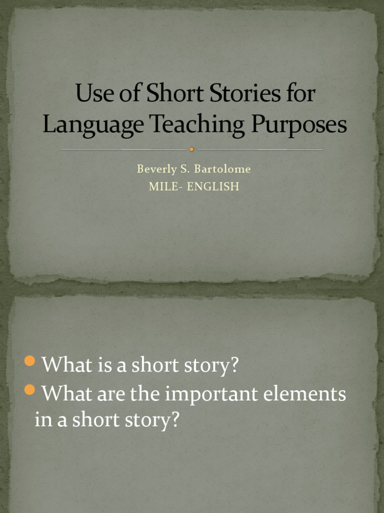 Teaching Language Through Short Stories | PDF | Narration | Reading ...
