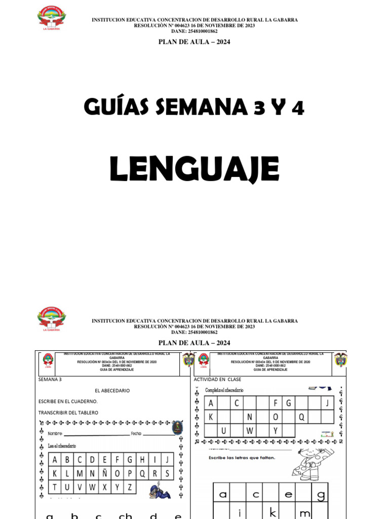 Fichas Español Semana 3 y 4 | PDF | Aprendizaje | Escuelas