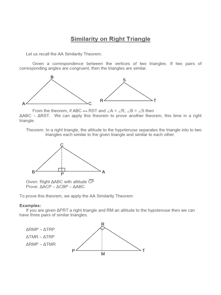 Right Triangle Similarity April 1 To 5 | PDF | Triangle | Geometry
