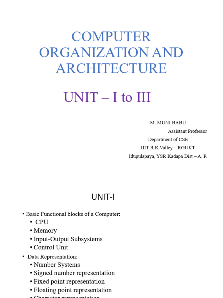 Coa Unit 1 To 04 | PDF | Central Processing Unit | Subtraction