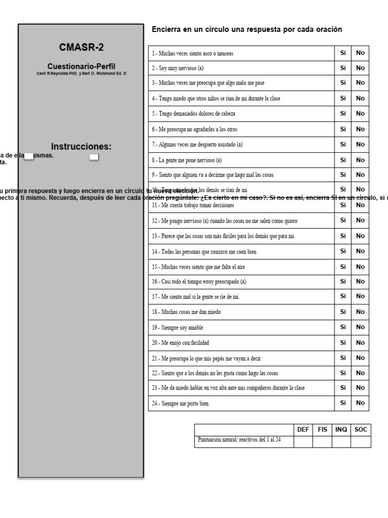 Test-CMAS-R-2 | PDF | Ansiedad
