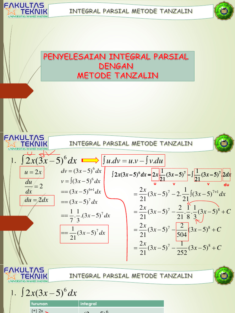 Integral Parsial Metode Tanzalin | PDF