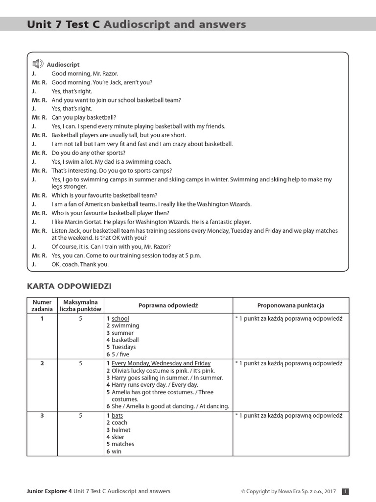 Unit 7 Test C Audioscript | PDF | Athletic Sports | Skating