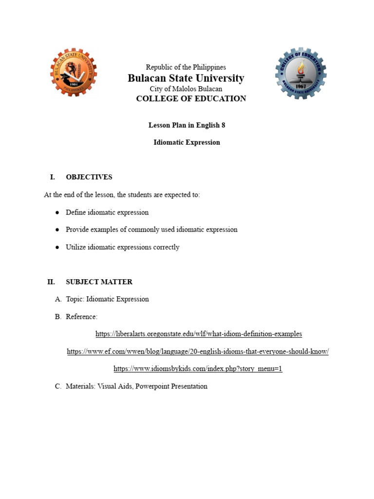 Inductive Approach Lesson Plan | PDF | Idiom | Homework