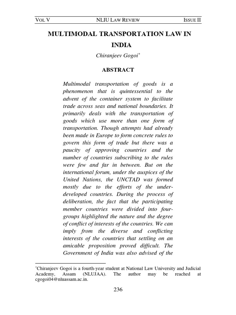 Multimodal Transportation Act | PDF | Bill Of Lading | Cargo