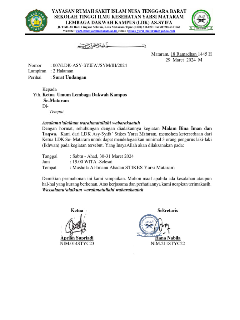 Undangan Malam Bina Iman & Taqwa | PDF