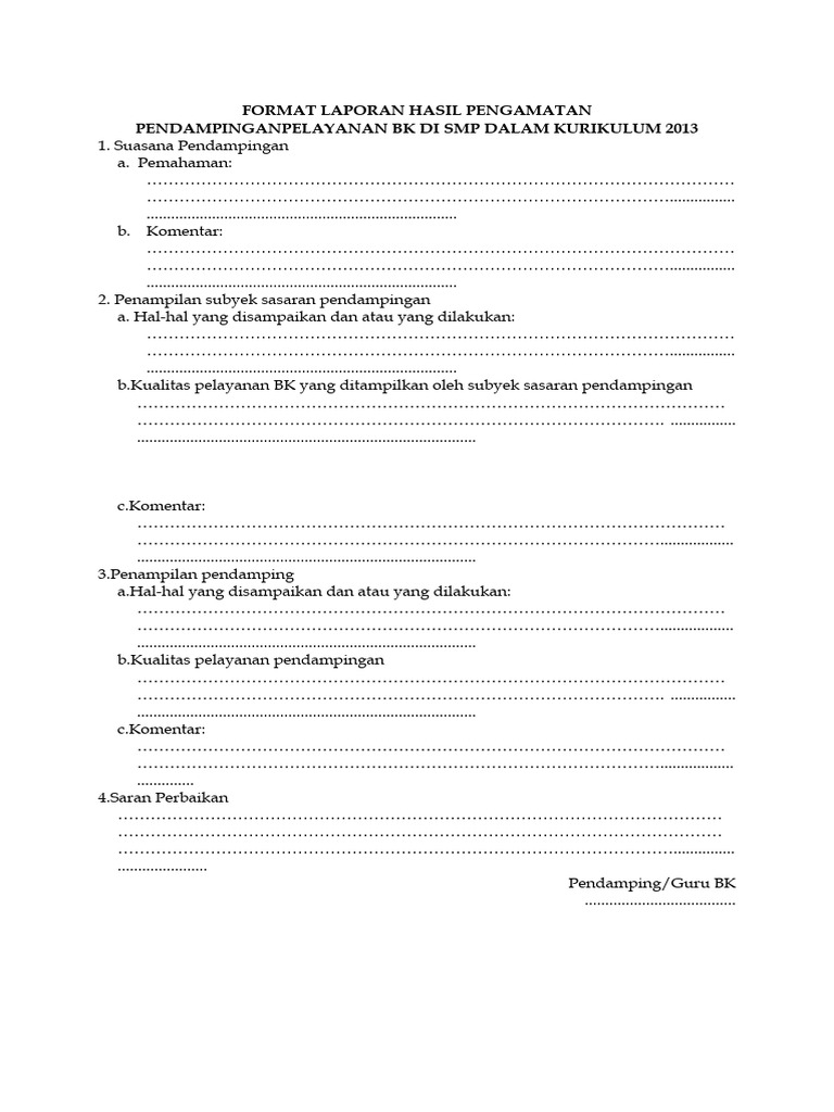 Format Laporan Hasil Pengamatan | PDF