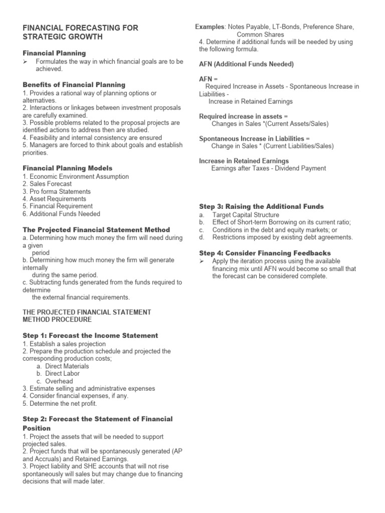 FINANCIAL FORECASTING (FinMan) | PDF | Retained Earnings | Money