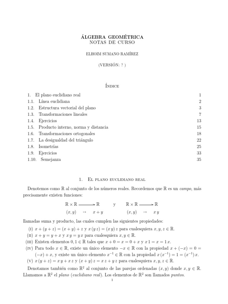 Álgebra Geométrica | PDF | Mapa lineal | Matriz (Matemáticas)