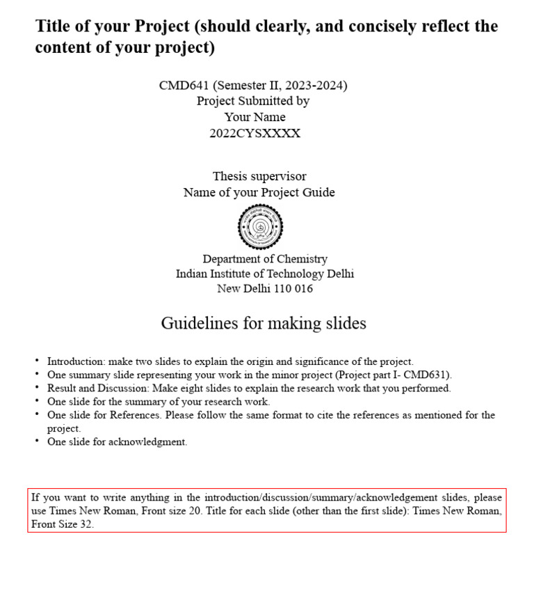 CMD641 Project Presentation Guidelines | PDF