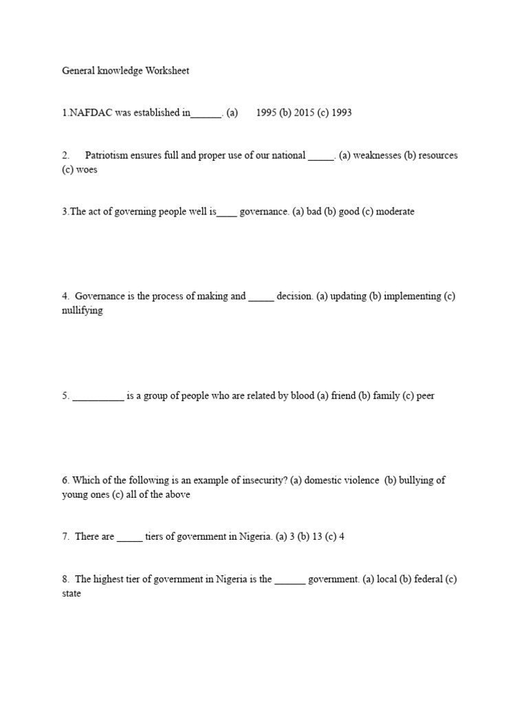 general knowledge 11 | PDF | Malnutrition | Childhood