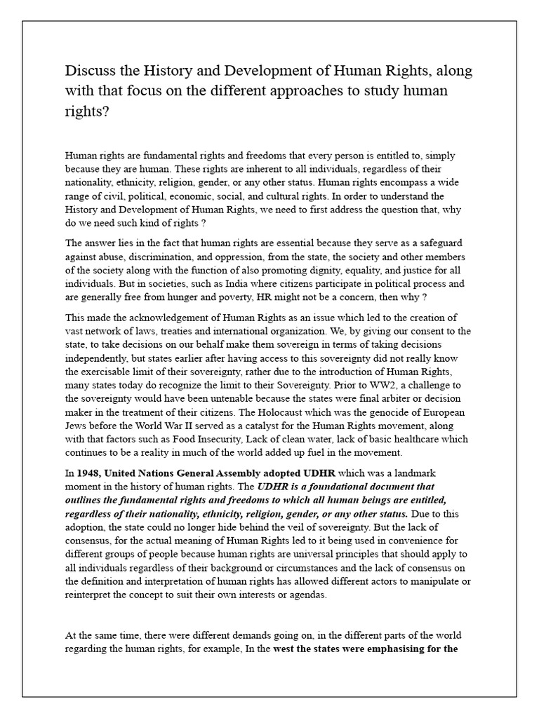 Discuss The History and Development of Human Rights | PDF | Dalit ...