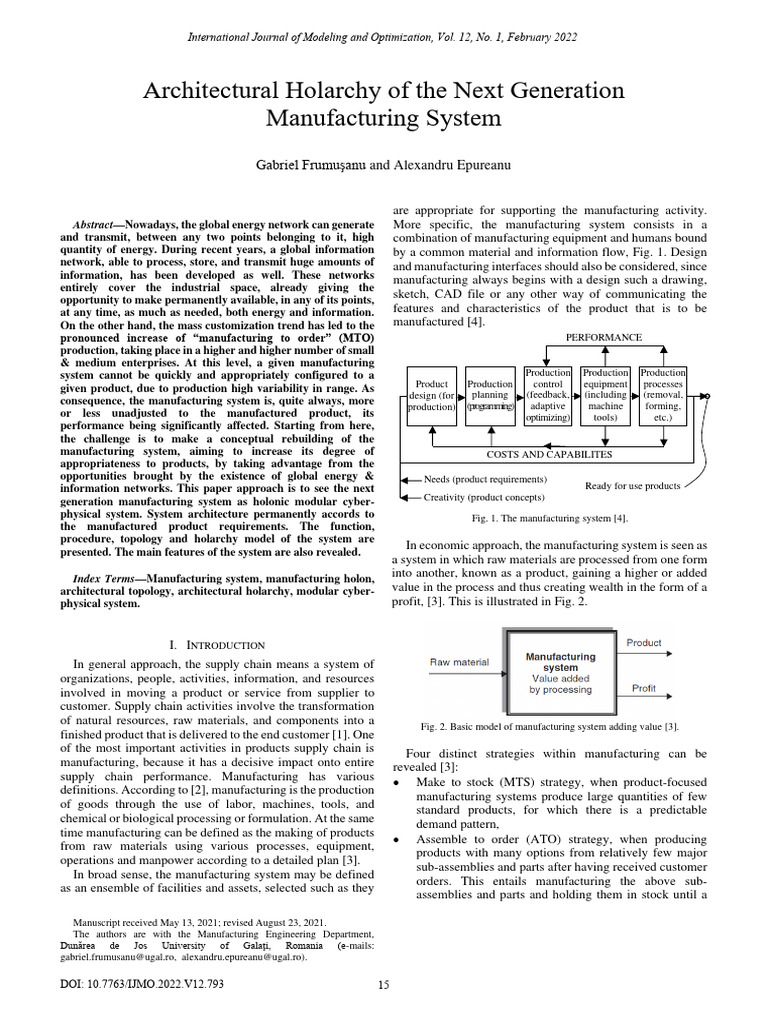 Architectural Holarchy of the Next Generation Manufacturing System | PDF | System