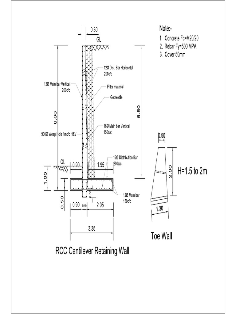 Cantilever Retaining Wall | PDF
