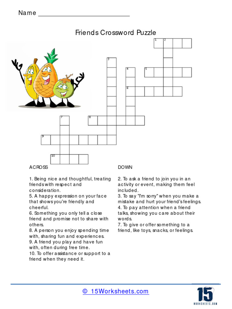 Friends Crossword Puzzle Worksheet | PDF | Self-Improvement | Wellness